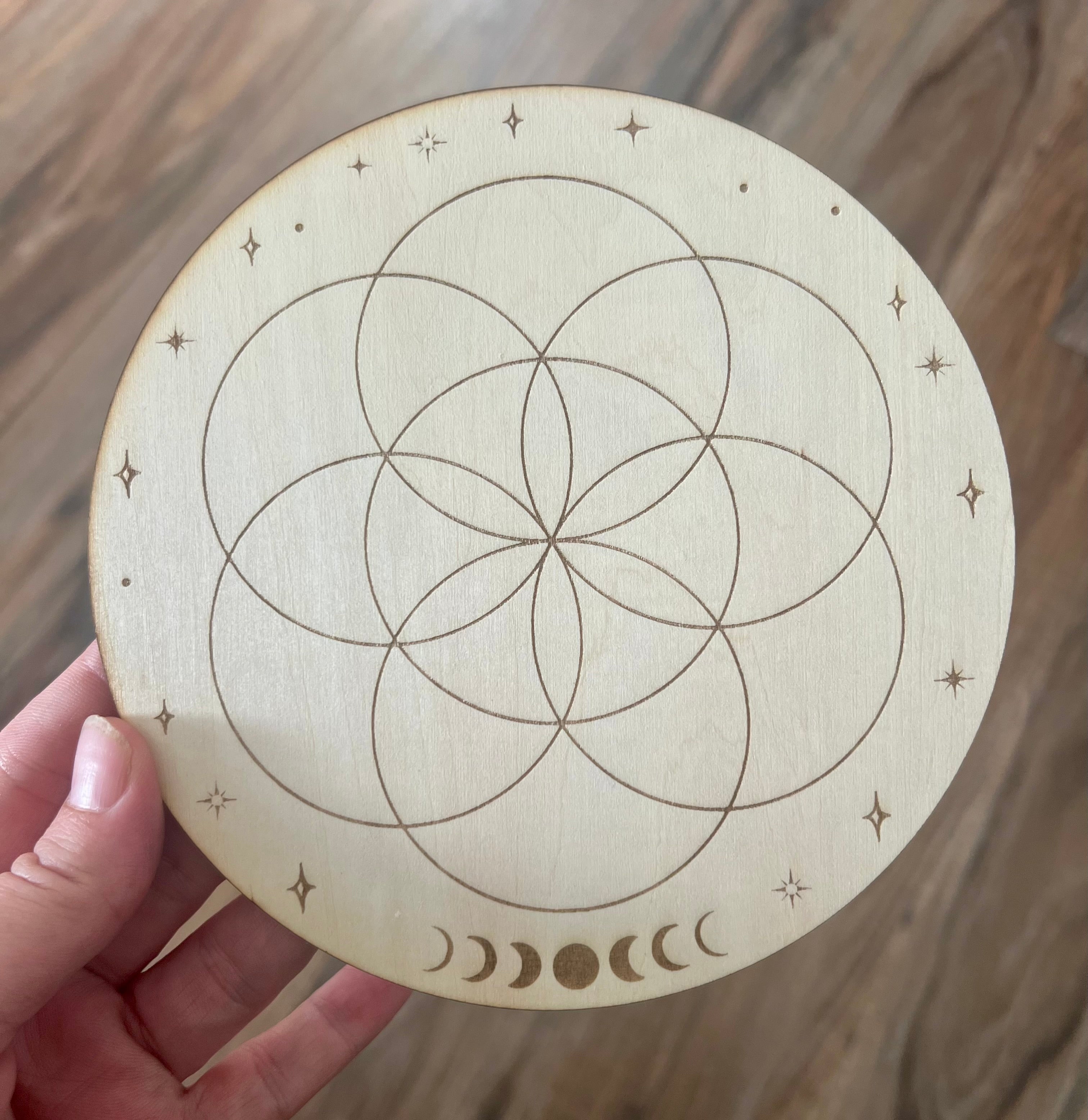 Seed of Life Grid // Altar Board 6 inch – Forest, Stone and Sea